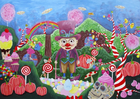 Willy Wonka Chocolate and Candy Painting - Etsy