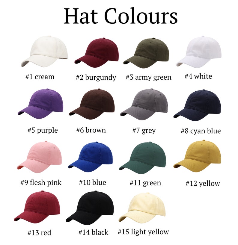 Custom Embroidered Baseball Cap: Personalized Dad Hat, Solid Color - Etsy