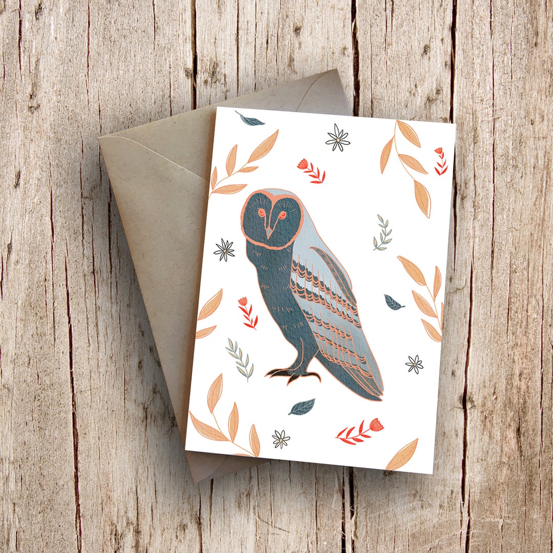 Barn Owl | Personalized Card - Etsy