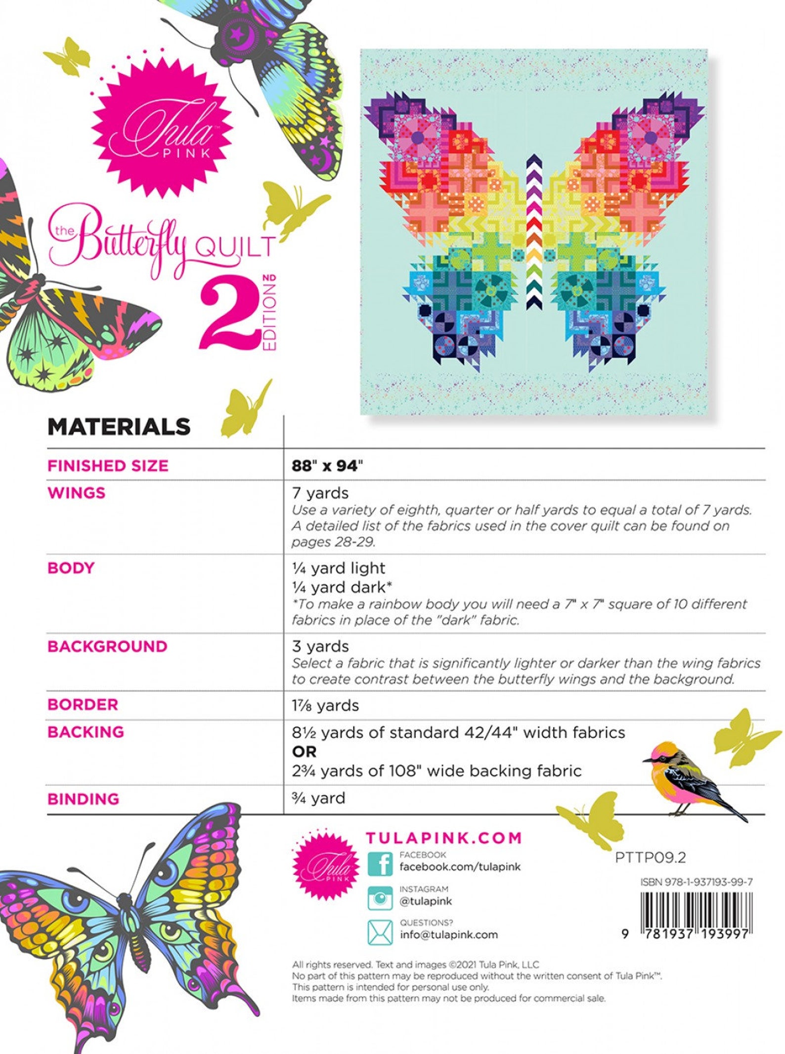 IN STOCK Tula Pink Butterfly Quilt Kit With 8 Background - Etsy