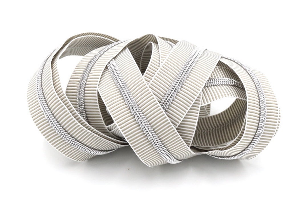 Grey/white ZEBRA Zipper #5 Zipper Tape With Silver Teeth With Your ...