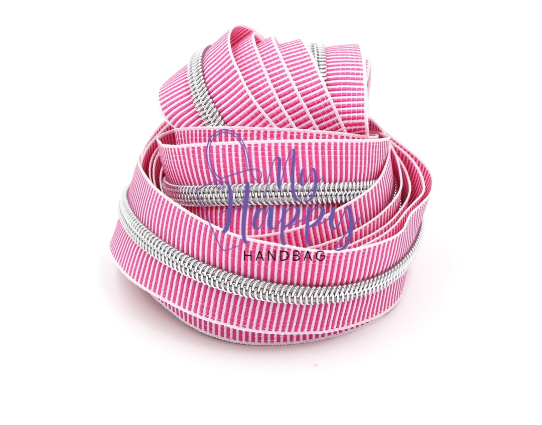 Pink/white ZEBRA Zipper #5 Zipper Tape With Silver Teeth With Your ...