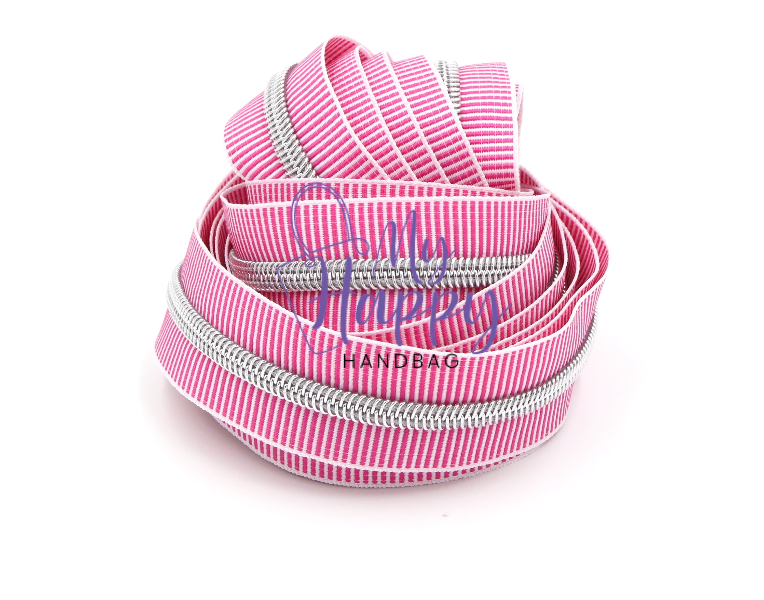 Pink/white ZEBRA Zipper 5 Zipper Tape With Silver Teeth With - Etsy