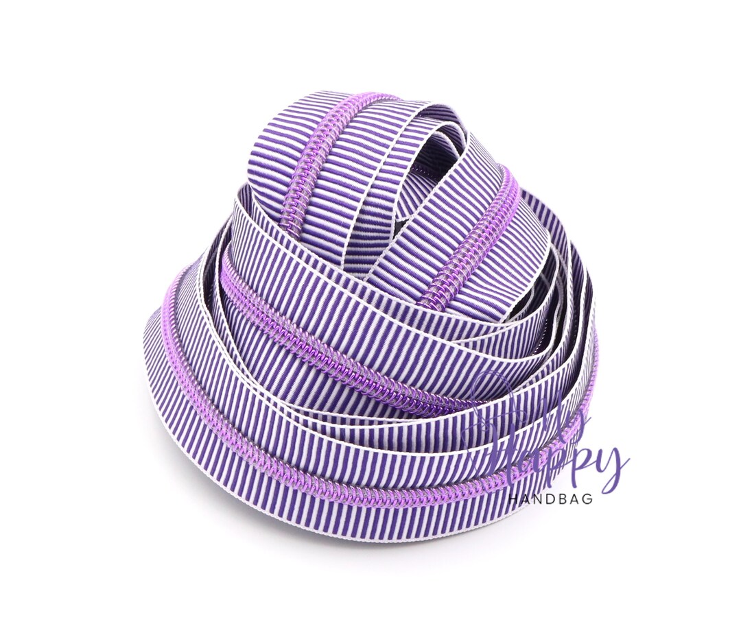 Purple/white ZEBRA Zipper 5 Zipper Tape With Purple Metallic Teeth With ...