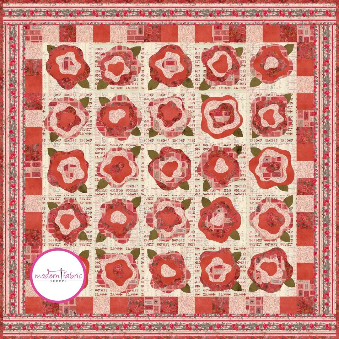 French Rose Red Quilt Kit Featuring Eclectic Elements Red by Tim Holtz ...
