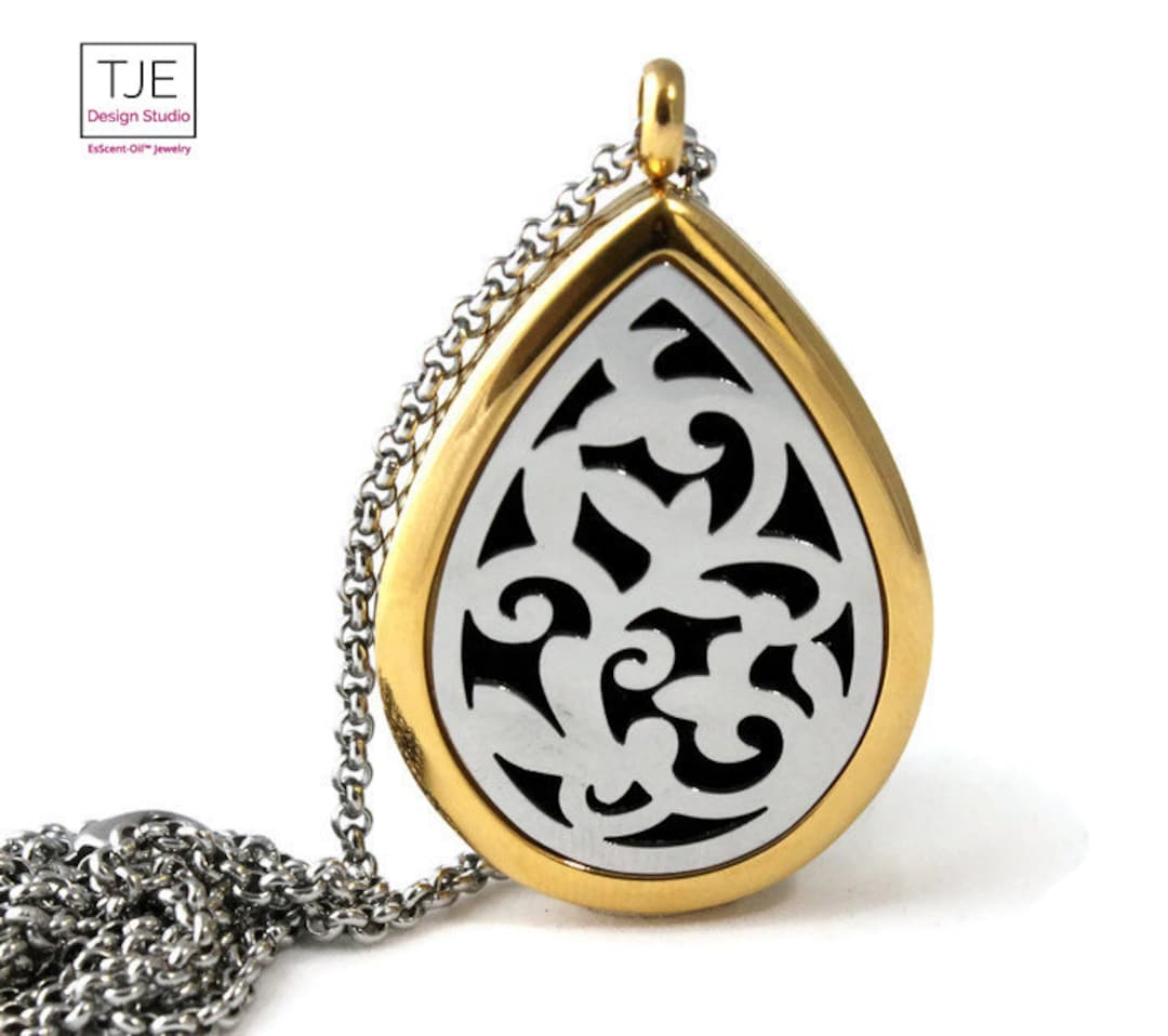 Teardrop Diffuser Locket, Essential Oil Diffuser Necklace, Aromatherapy ...