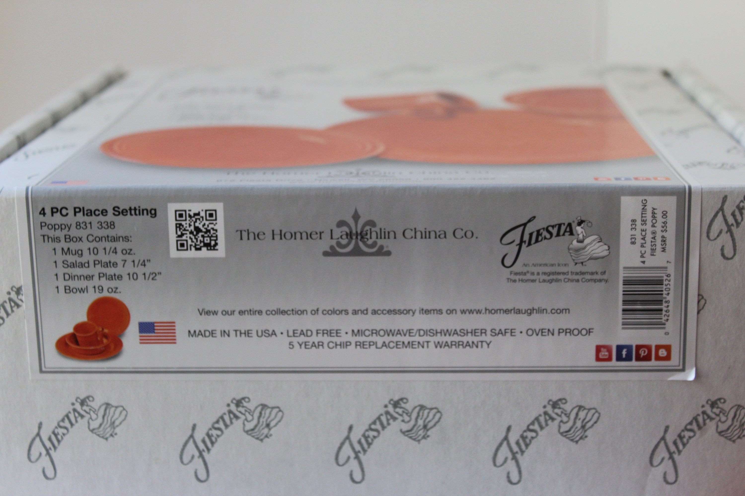 Fiesta Poppy 831 338 4 Piece Dinnerware Set - Lead Free - Etsy