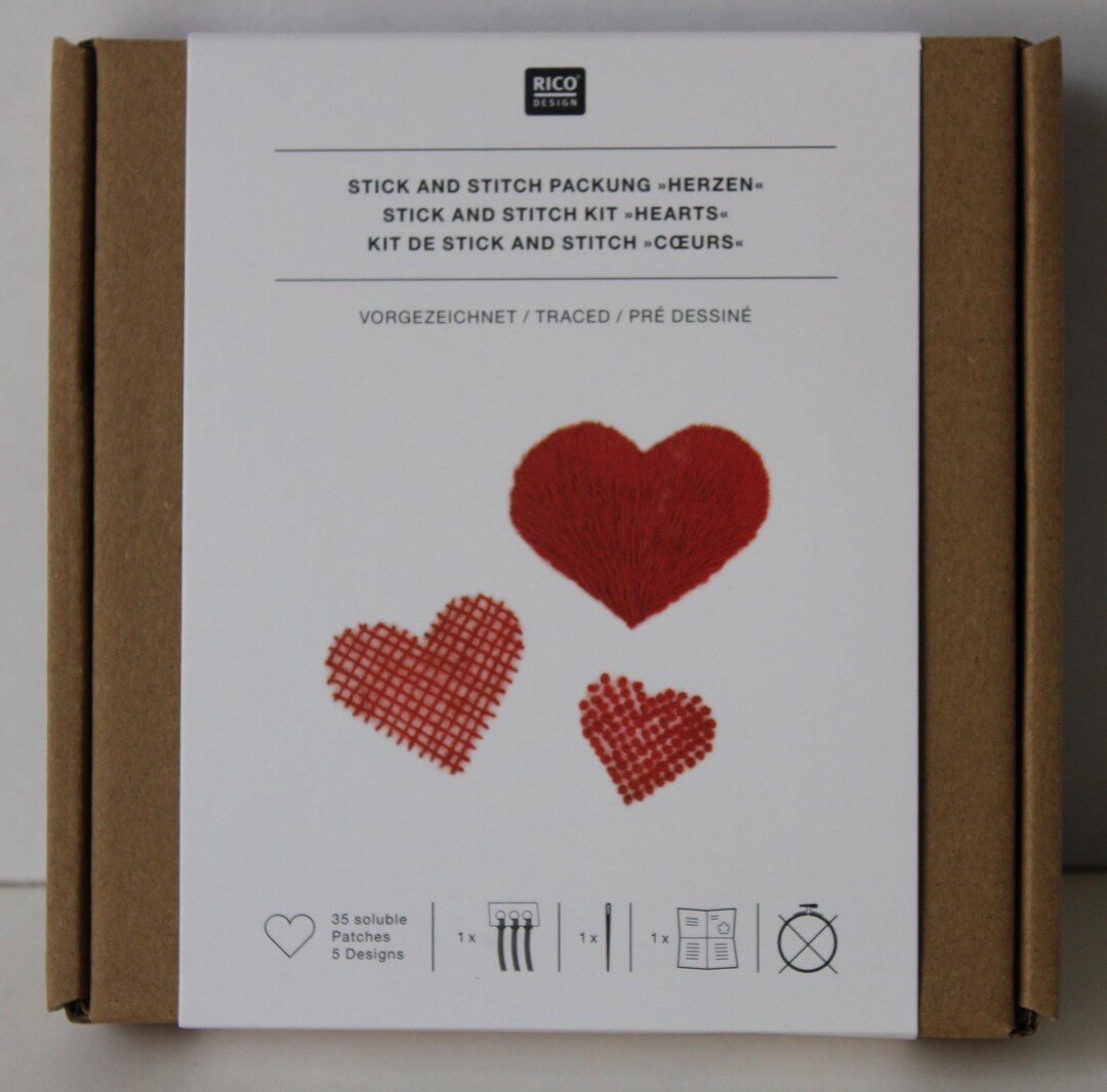 HEARTS - Rico Design Stick and Stitch Embroidery Kit - Etsy