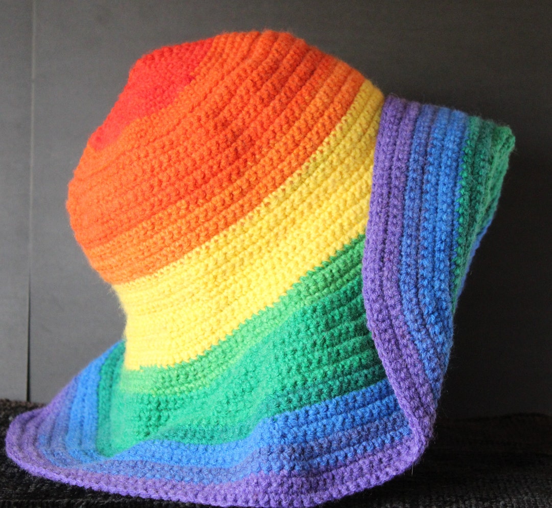 2023 Handmade rainbow Falls Bucket Style Summer Floppy Hat One Size ...