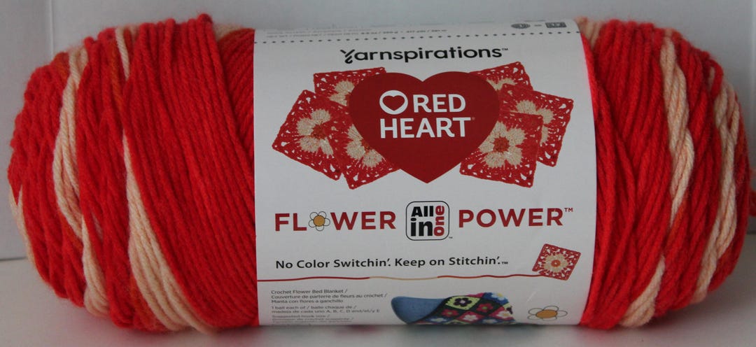 Red Hot Phlox - Red Heart Flower Power Yarn- Sold per Skein - Acrylic ...