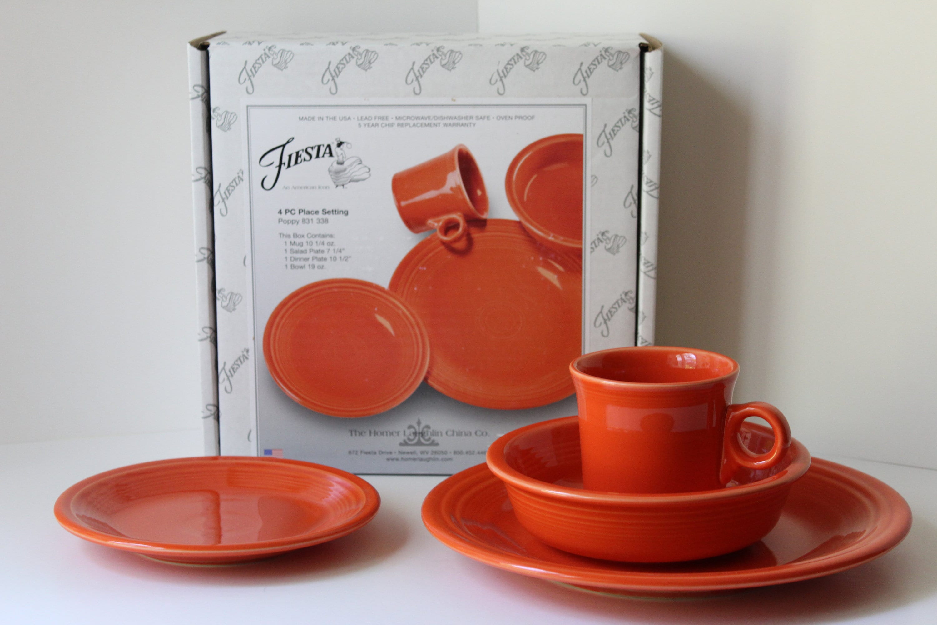 Fiesta Poppy 831 338 4 Piece Dinnerware Set - Lead Free - Etsy