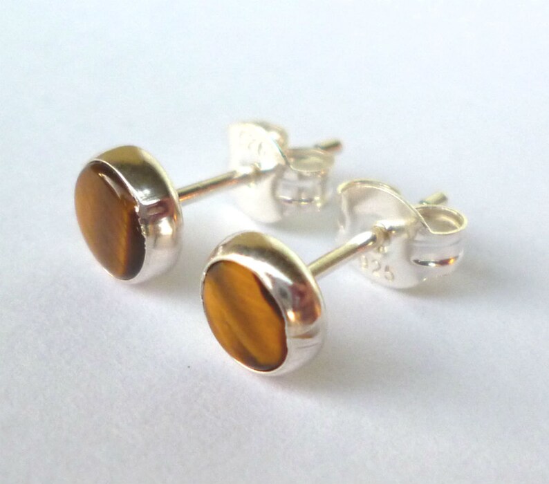 Tigers Eye Stud Earrings 5MM .. Small Tiger Eye Studs .. Small Stud ...