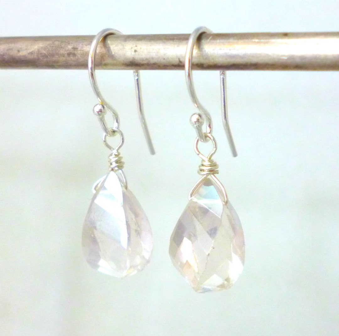 Rose Quartz Earrings .. Sterling Silver and Rose Quartz Earrings ...