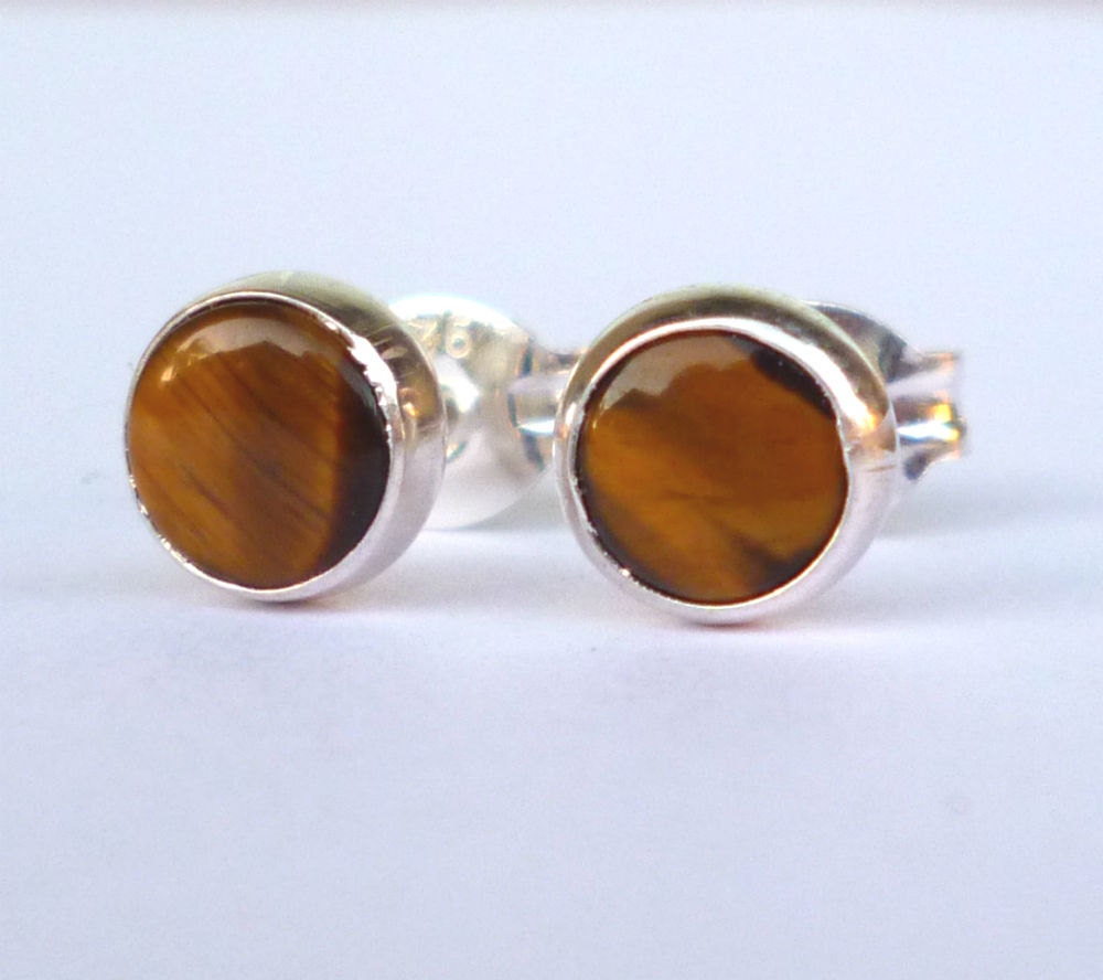 Tigers Eye Stud Earrings 5MM .. Small Tiger Eye Studs .. Small Stud ...