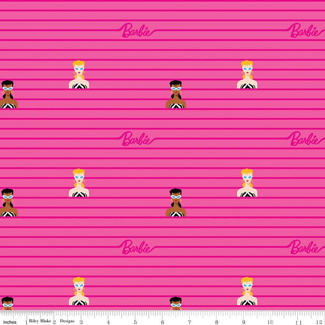 Barbie World by Riley Blake Designs Barbie Stripe Power C15022-HOTPINK ...