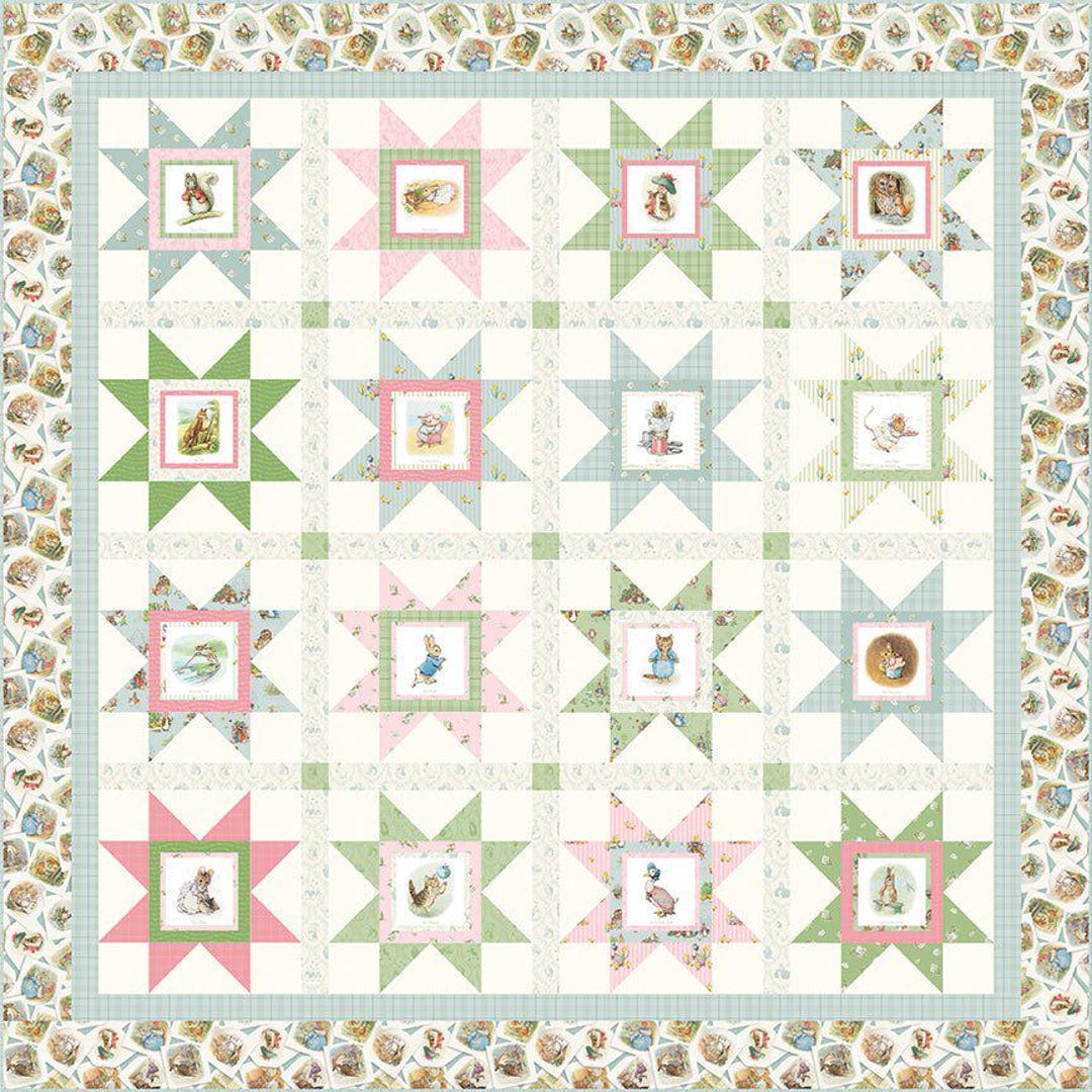 Peter Rabbit and Friends Fussy Cut Stars Quilt Kit Featuring Peter ...