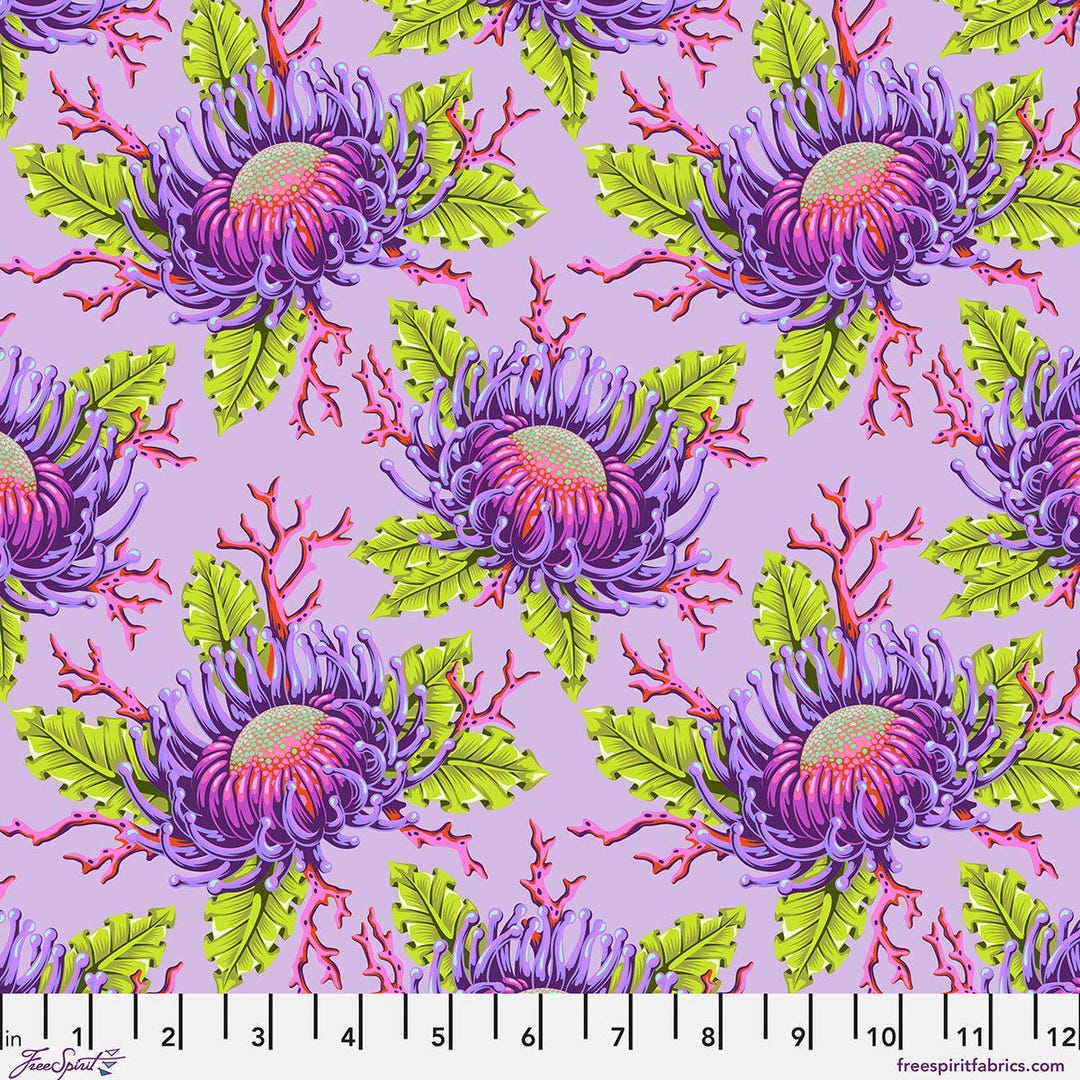 Pre-order Tula Pink Floral Reef- Friends & Anemones PWTP265.ULTRAVIOLET ...