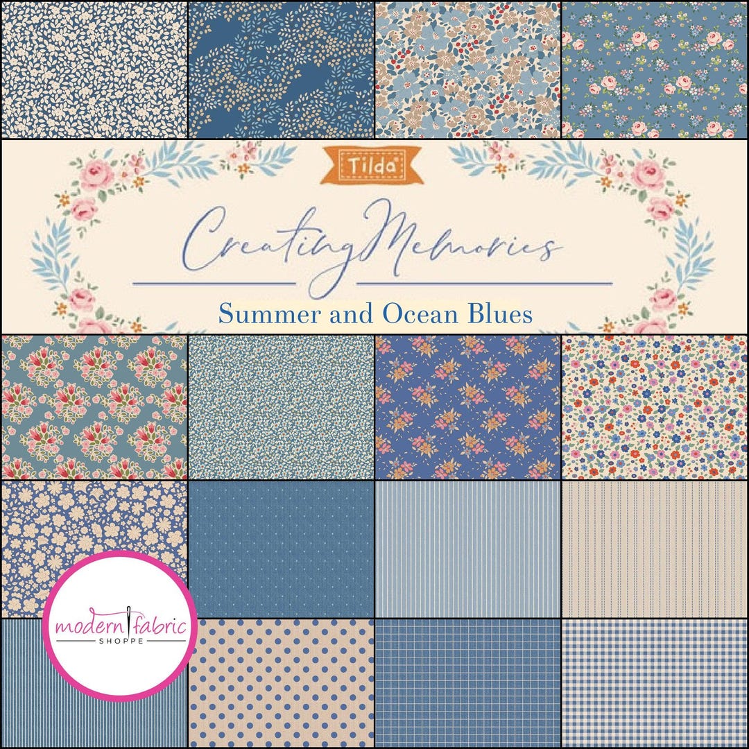 Tilda- Creating Memories-summer and Ocean Blues- Half Yard Bundle- June ...