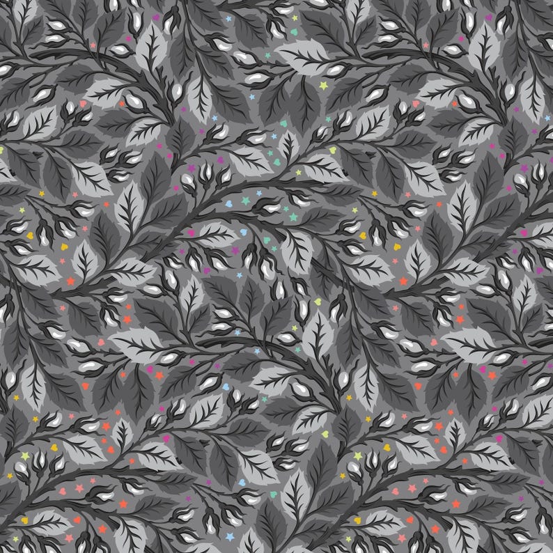 Tula Pink Graywork- 108" Wide Back- Nip in the Bud QBTP020.SHADOW- Half ...