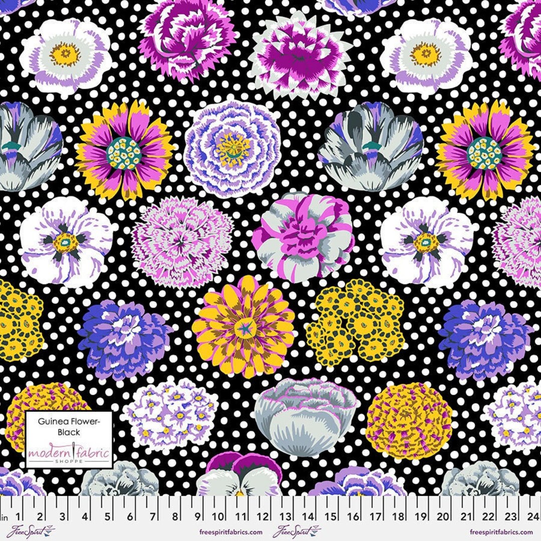 Kaffe Fassett- Big Blooms- PWGP091.BLACK- August 2022- Half Yard - Etsy