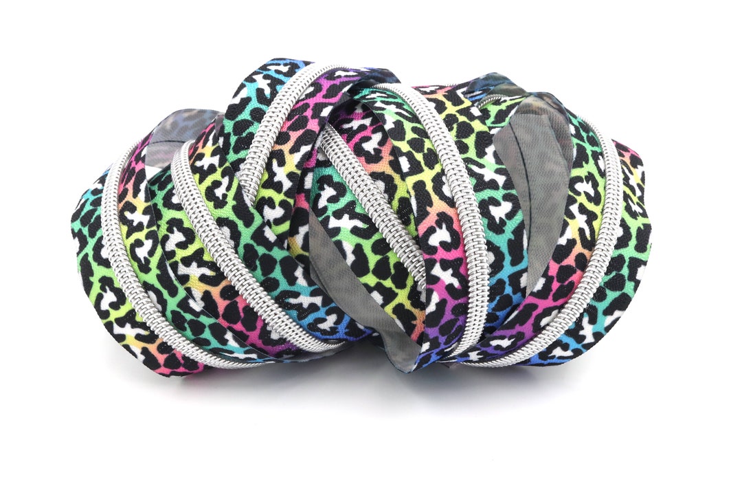 Rainbow Leopard Zipper #5 Zipper Tape With Silver Teeth With Your ...