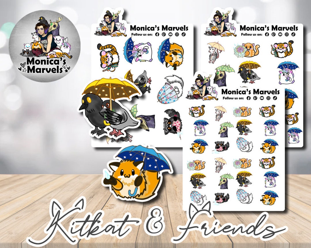 Chibi Kitkat and Friends Rainy Day Printable Planner Stickers - Etsy