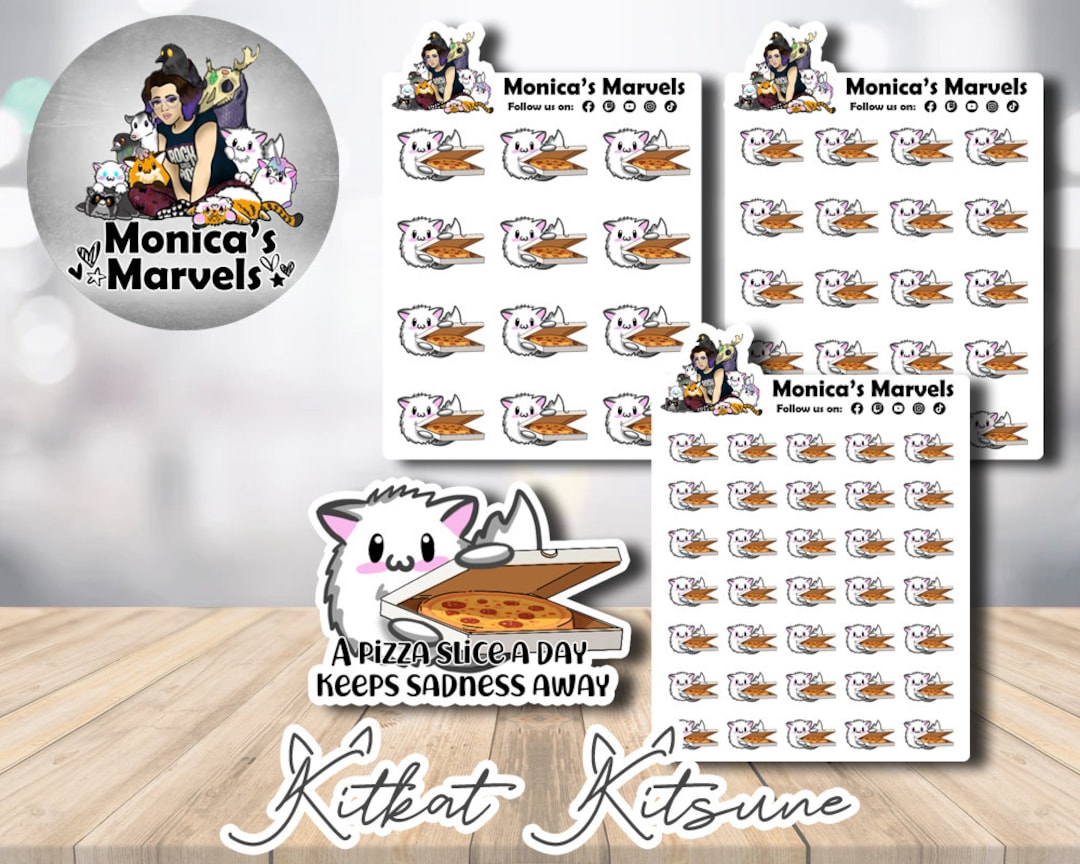 Chibi Kitkat Kitsune Pizza Printable Planner Stickers - Etsy