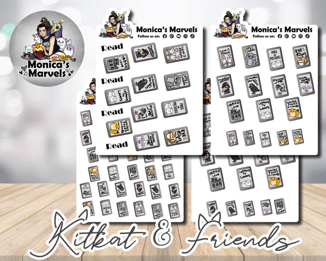 Chibi Kitkat and Friends Ebooks Ereader Printable Planner Stickers - Etsy