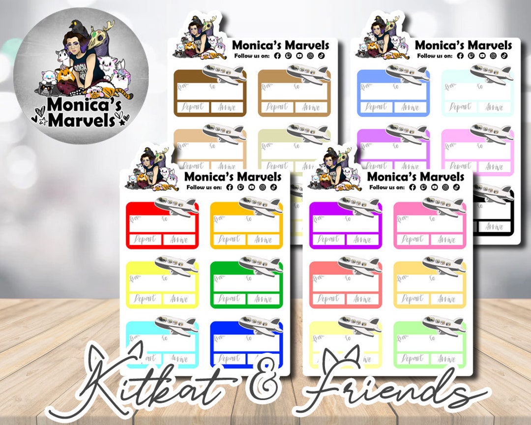 Chibi Kitkat and Friends Flight Tracker Printable Planner Stickers - Etsy