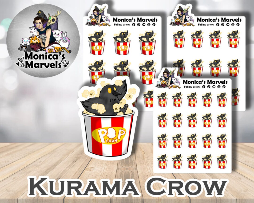 Chibi Kurama the Crow Popcorn Printable Planner Stickers - Etsy