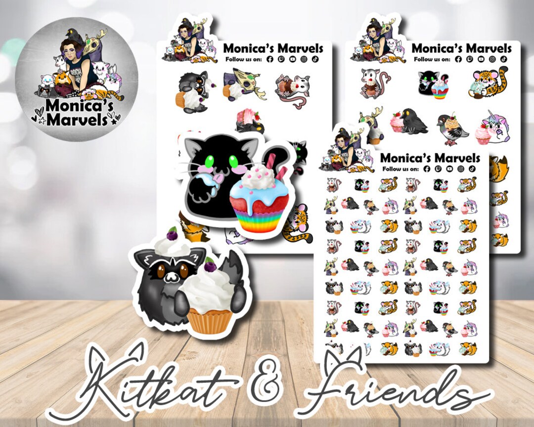 Chibi Kitkat and Friends Cupcake Party Printable Planner Stickers - Etsy
