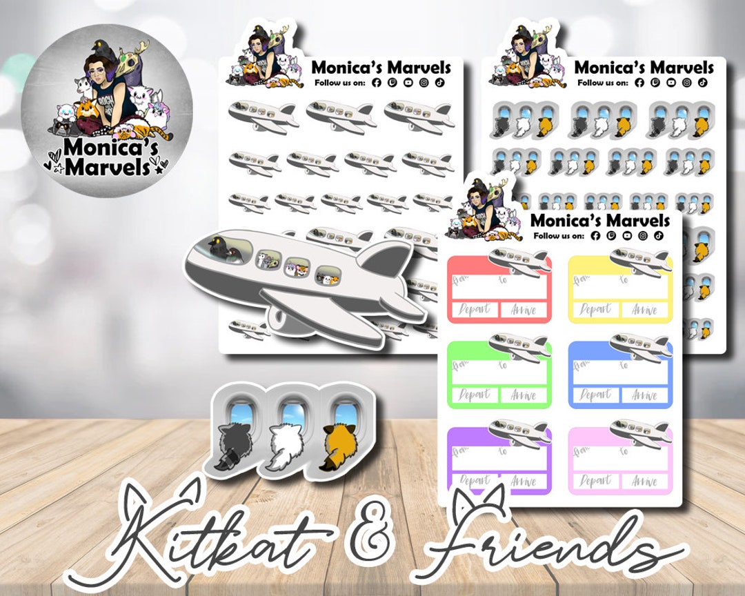 Chibi Kitkat and Friends Flying Printable Planner Stickers - Etsy