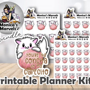 Chibi Kitkat Kitsune Concha Printable Happy Planner, Mini Happy Planner ...