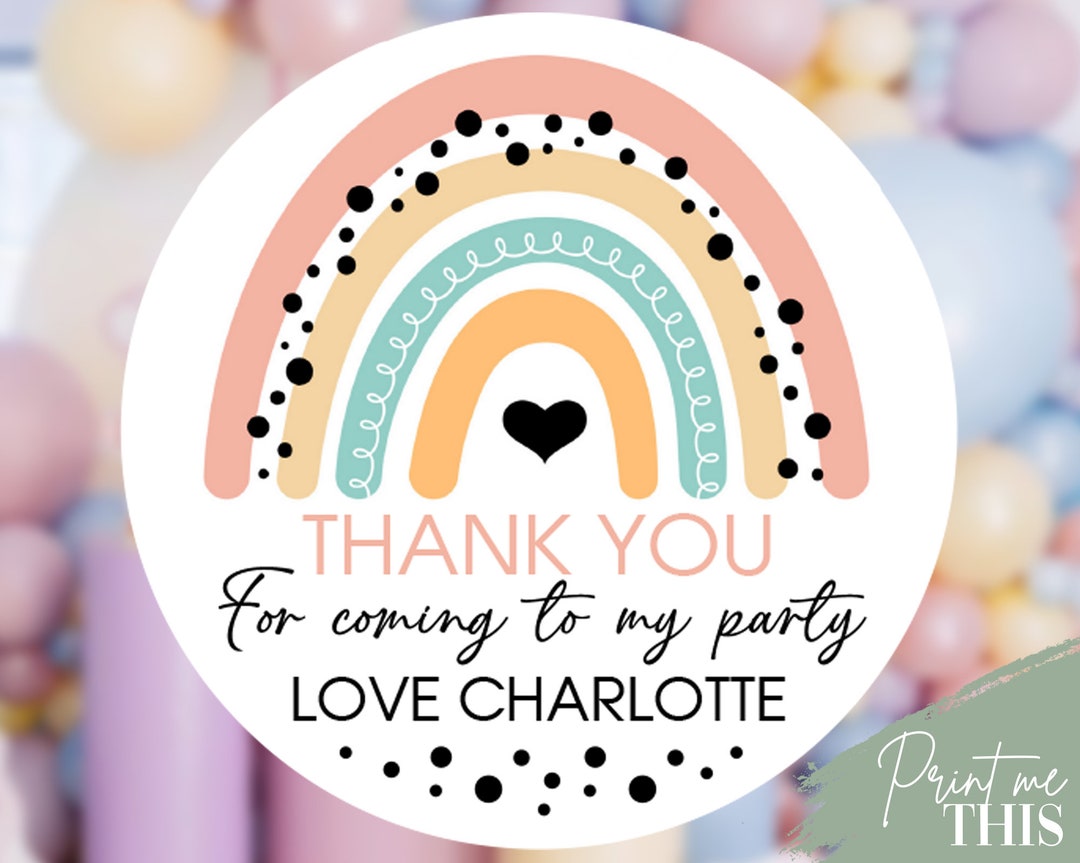 Personalised Rainbow Stickers Thank You Rainbow Stickers Thank You ...