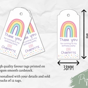 Personalised Rainbow Favour Tags Thank You Birthday Gift Tags Rainbow ...