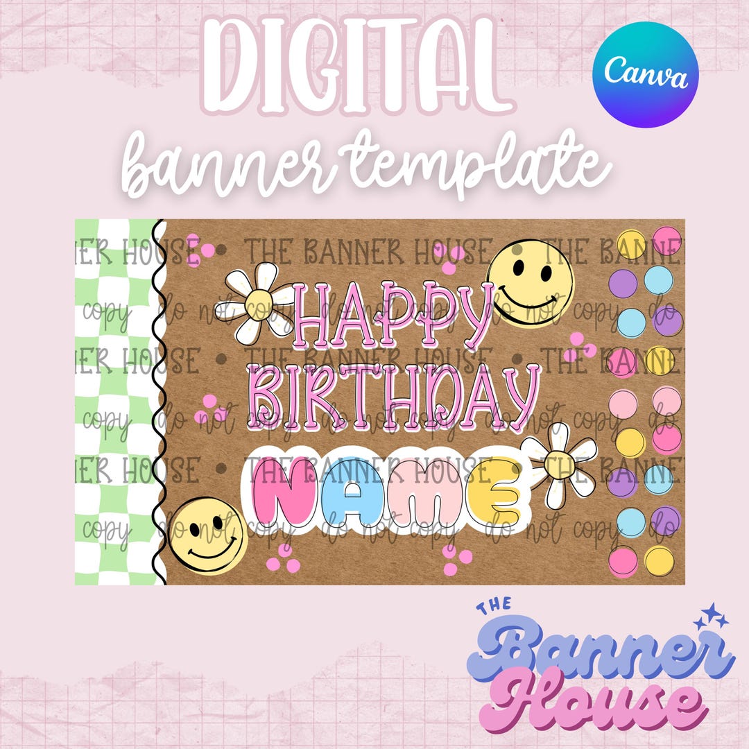 Preppy Banner Template | Editable Canva Banner | 35x60 DIY Painted Sign ...