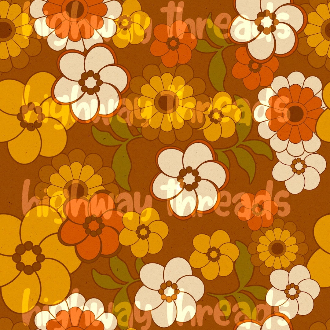 Retro Floral Seamless Pattern - Etsy