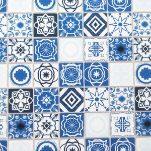 1/12th Scale Dolls' House Flooring Card A3 Blue Mediterranean Tiles ...