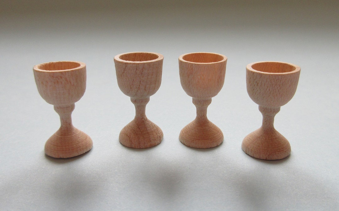 1/12th Scale Dolls' House Miniature - Set of 4 Wooden Goblets (D2307 ...