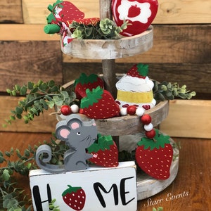 Strawberry Tier Tray Decor. Strawberry Cutouts. Strawberry Signs. Faux ...