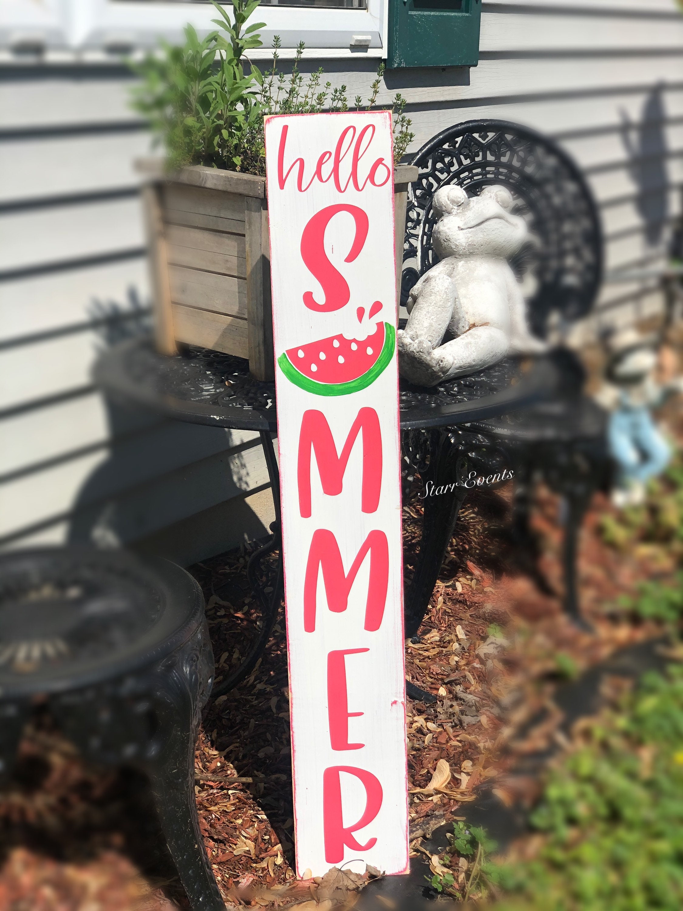 Vertical hello Summer signs. Rustic Summer decor. Watermelon | Etsy