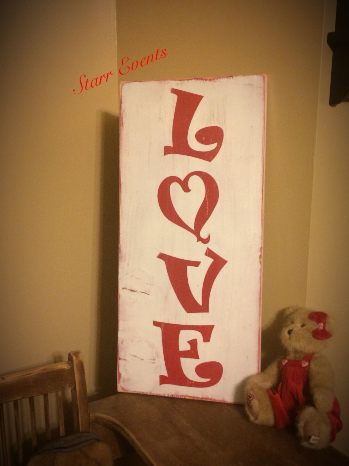 Love Sign. Valentine's Day Decoration. Valentine's Day Sign. Rustic ...