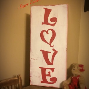 Love Sign. Valentine's Day Decoration. Valentine's Day Sign. Rustic ...