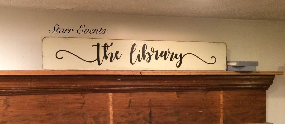 The Library Sign. Rustic Library Decor. Distressed Sign. Rustic Signs ...