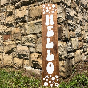 Retro Hello Sign. Hello Porch Signs Vertical Hello Sign. Front Porch ...