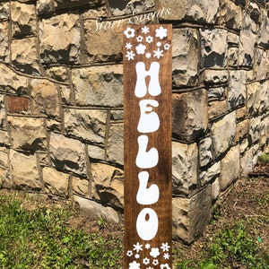 Retro Hello Sign. Hello Porch Signs Vertical Hello Sign. Front Porch ...