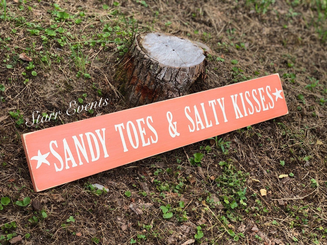 Sandy Toes and Salty Kisses Sign. Beach Signs. Nautical Signs. Pool ...