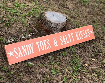 Sandy Toes and Salty Kisses Sign. Beach Signs. Nautical Signs. | Etsy