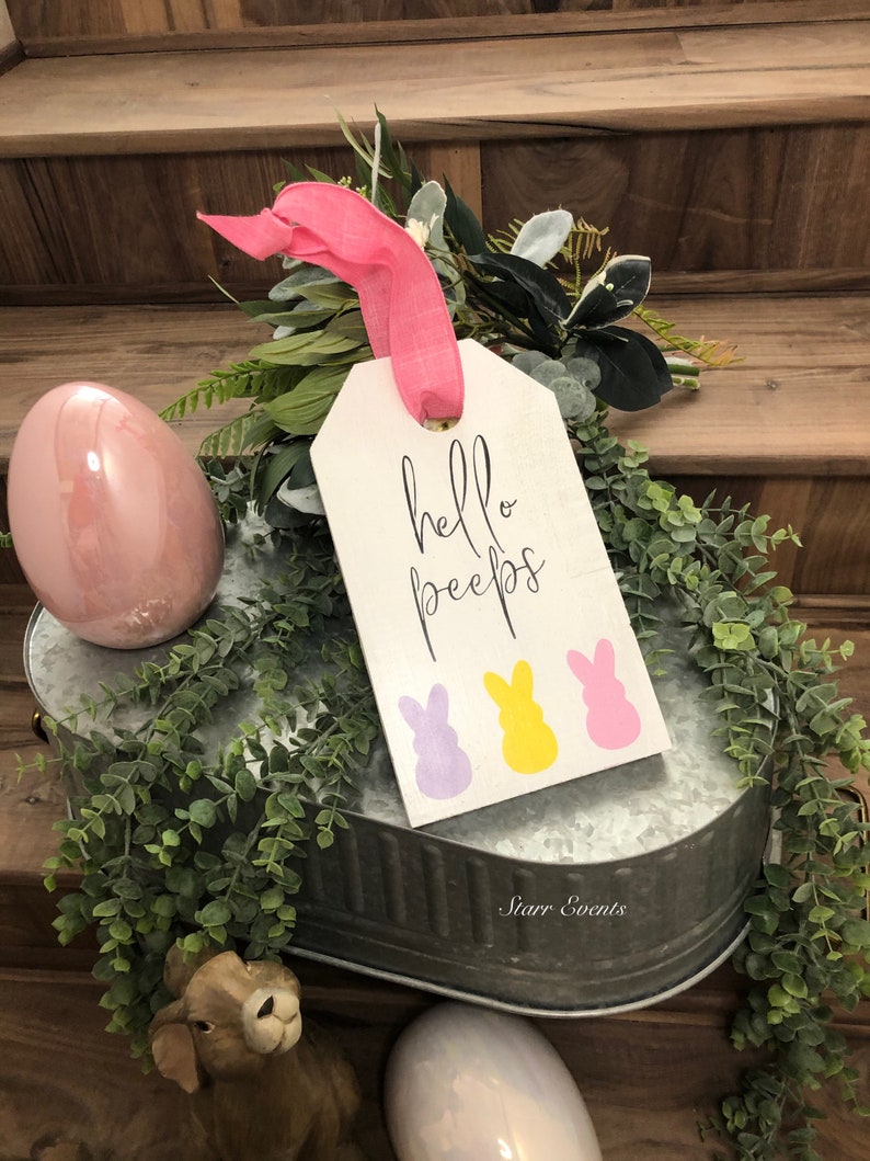 Hello Peeps Sign. Easter Decorations. Easter Decor Easter Signs. Easter ...