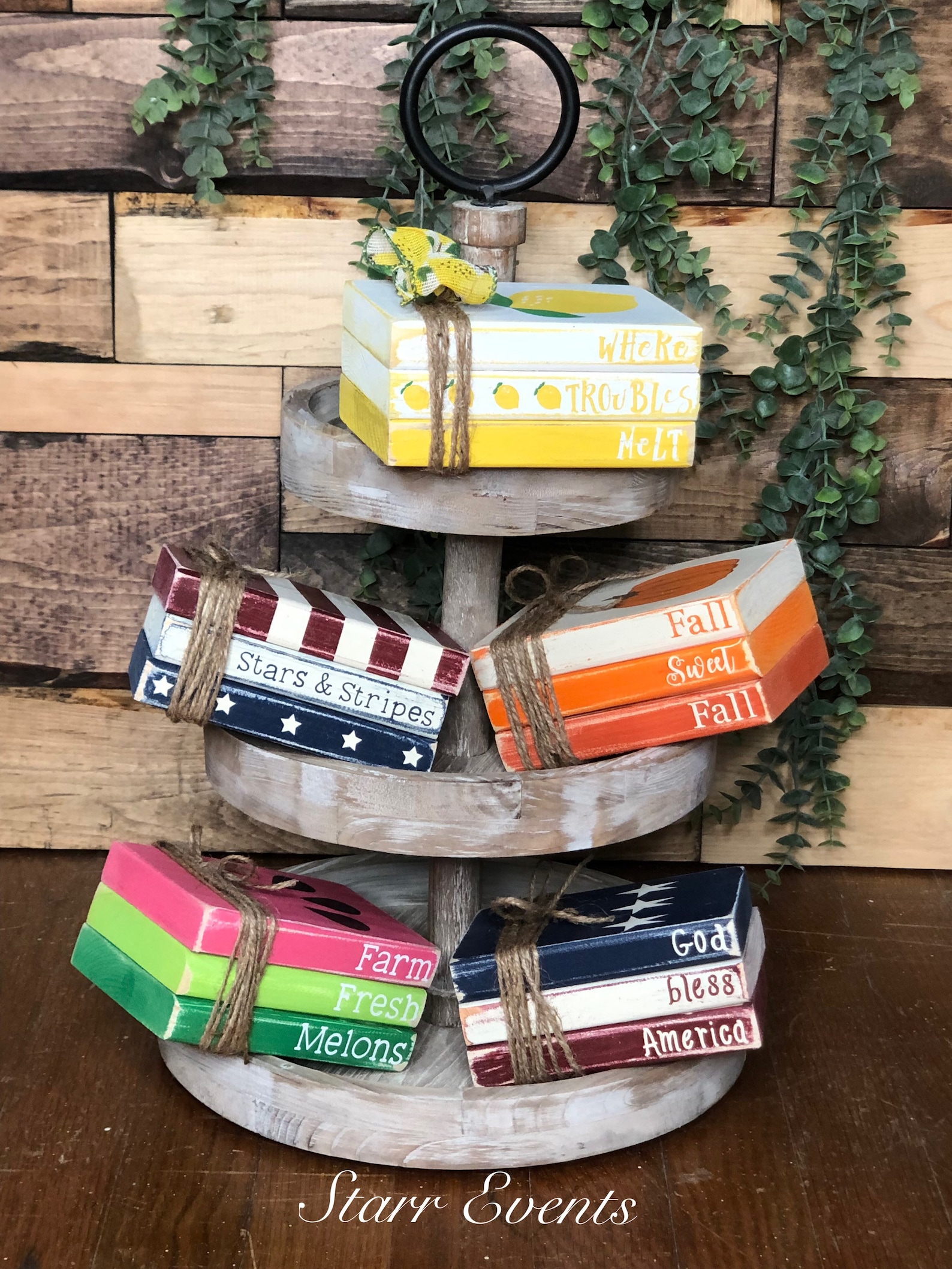 Patriotic Tier Tray 4th of July Decor. Mini Fourth of July Faux Books ...